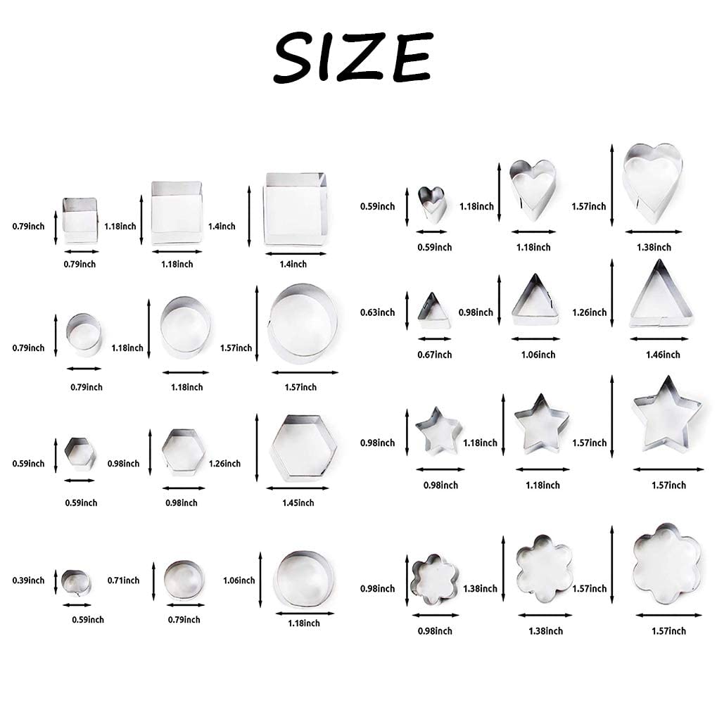 Cookie Cutters Tool Set, 24Pcs Small-scale Cookie Molds for Baking and Cooking, 8 Shapes Metal Biscuit Cutters for Festivals and Daily Use, Applies to Dough, Fruits, Vegetables, Bento Decor