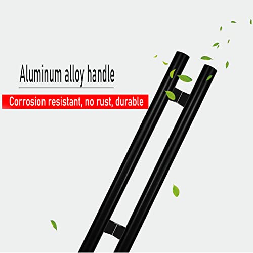 SUCHETA Door Hardware,Round Matte Black Push Pull Bar Handle,Heavy Duty Double Sided Modern Door Handle,Modern Sliding Barn Door Handle,Glass Handles,Interior or Exterior (Size: 60x40cm)