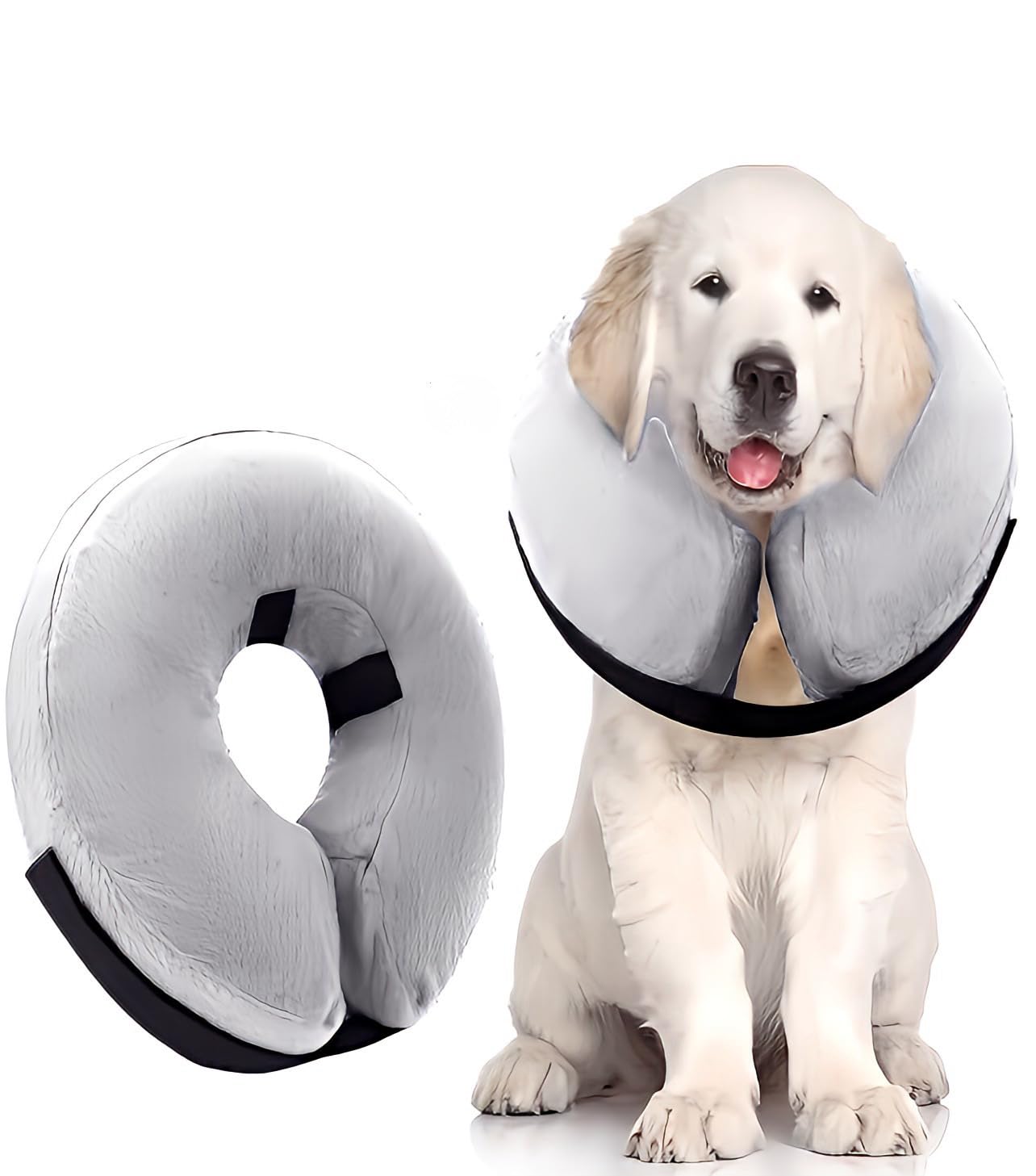 Inflatable Dog Cone Collar Alternative After Surgery - Soft Blow-up Protective Recovery Dog Collar, Pet Recovery Collar & Cone for Medium Dogs to Stop Licking, Protective Dog Neck Collar
