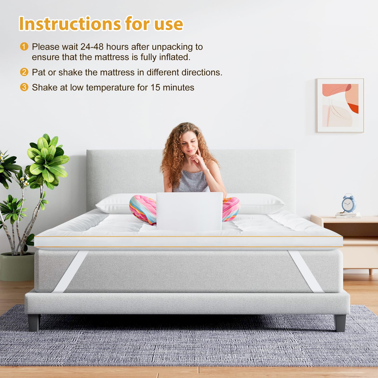 Maxzzz Queen Mattress Topper, Extra Thick Mattress Pad Cover for Back Pain, Mattress Protector for 8-21 Inch Mattress, 1200GSM Down Alternative, 60 * 80 Inches.