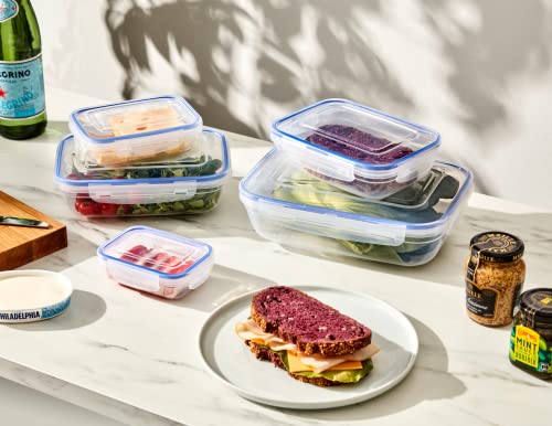 Superio Sealed Plastic Food Storage Container - Airtight, Leakproof Meal Prep Containers with Easy Snap Lid- Microwave and Freezer Safe- Rectangular(12)