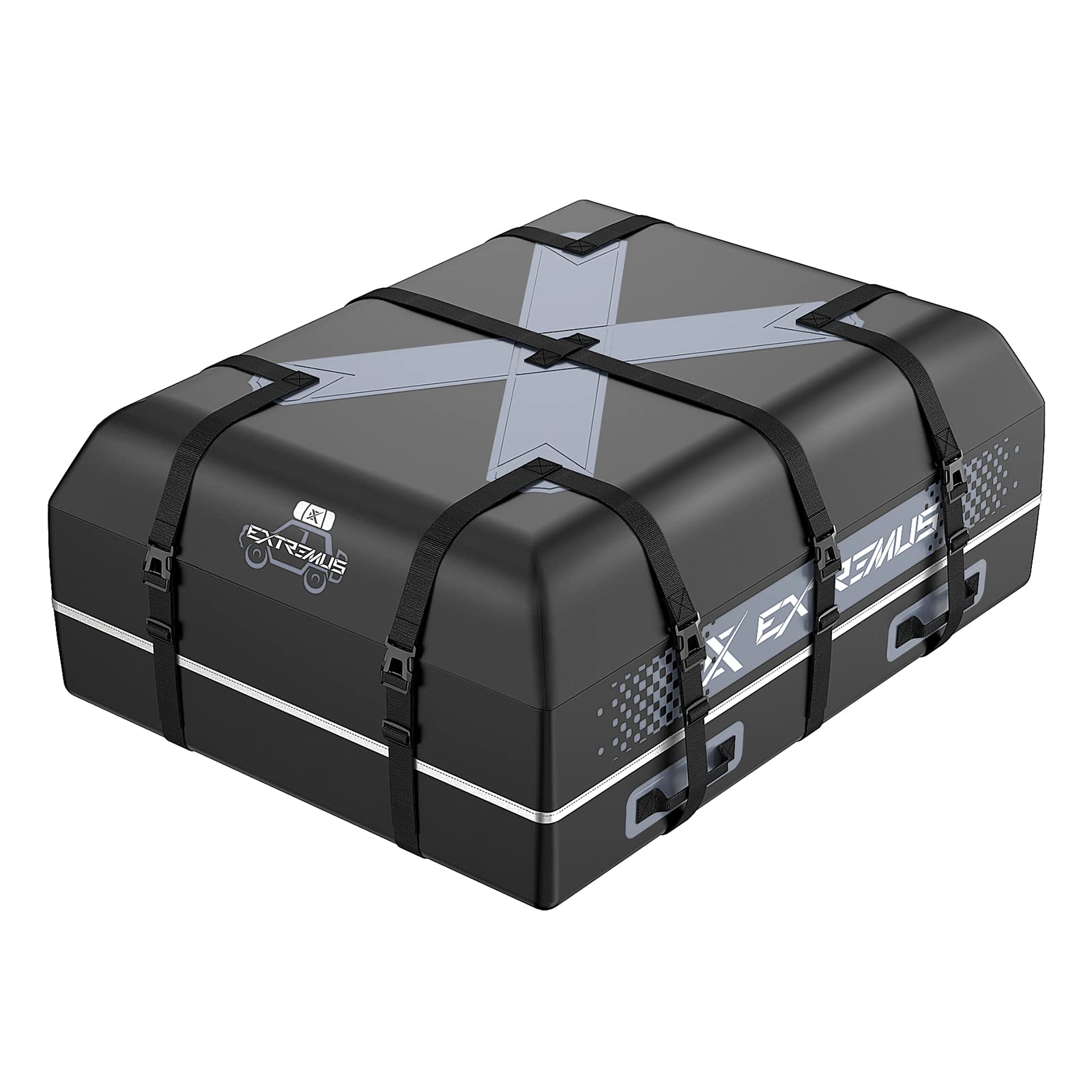 Extremus ExplorationX Rooftop Cargo Carrier Bag-15 Cu Ft, 100% Waterproof Car Top Carrier, Abrasion Resistant 840D PVC, High-Frequency Welded Seams, Waterproof Zipper W/Storm Flap & 9 Sturdy Straps