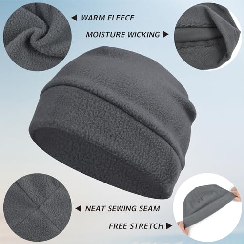 Headshion Fleece Hat Watch Cap 2 Pack Thick Skull Cap Helmet Liner Winter Warm Beanie