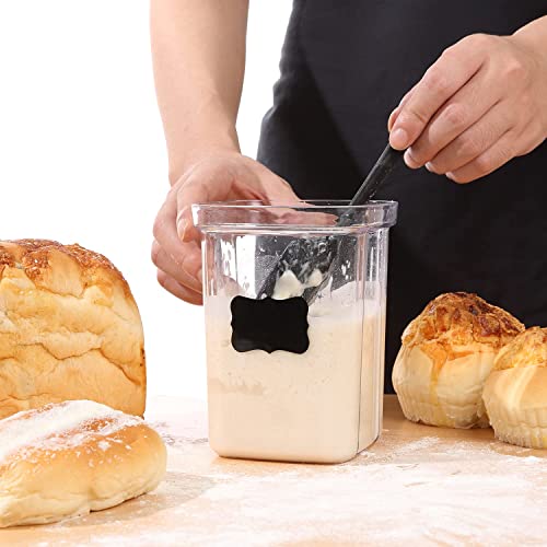Cygnet Sourdough Starter Jar Kit, 45 Oz DIY Sourdough Starter Jar, Thermometer, Silicone Jar spatula, Chalkboard labels & Marker. - Reusable Sourdough Jar Kit, Plastic Airtight Food Storage Canister