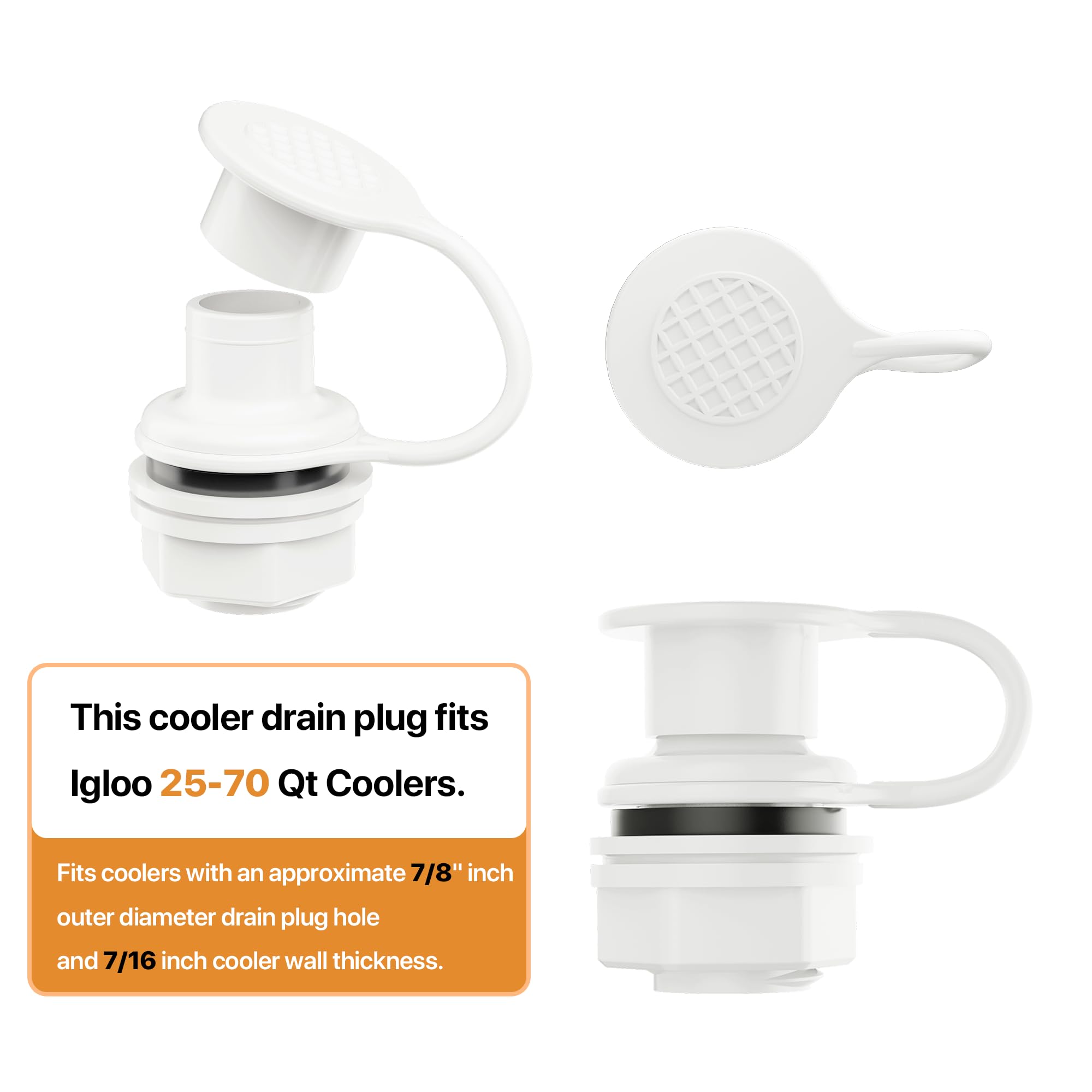 Cooler Drain Plug Replacement for Igloo Cooler, Cooler Triple Snap Drain Plug for Igloo Ice Chest, Cooler Replacement Parts Drain Plug