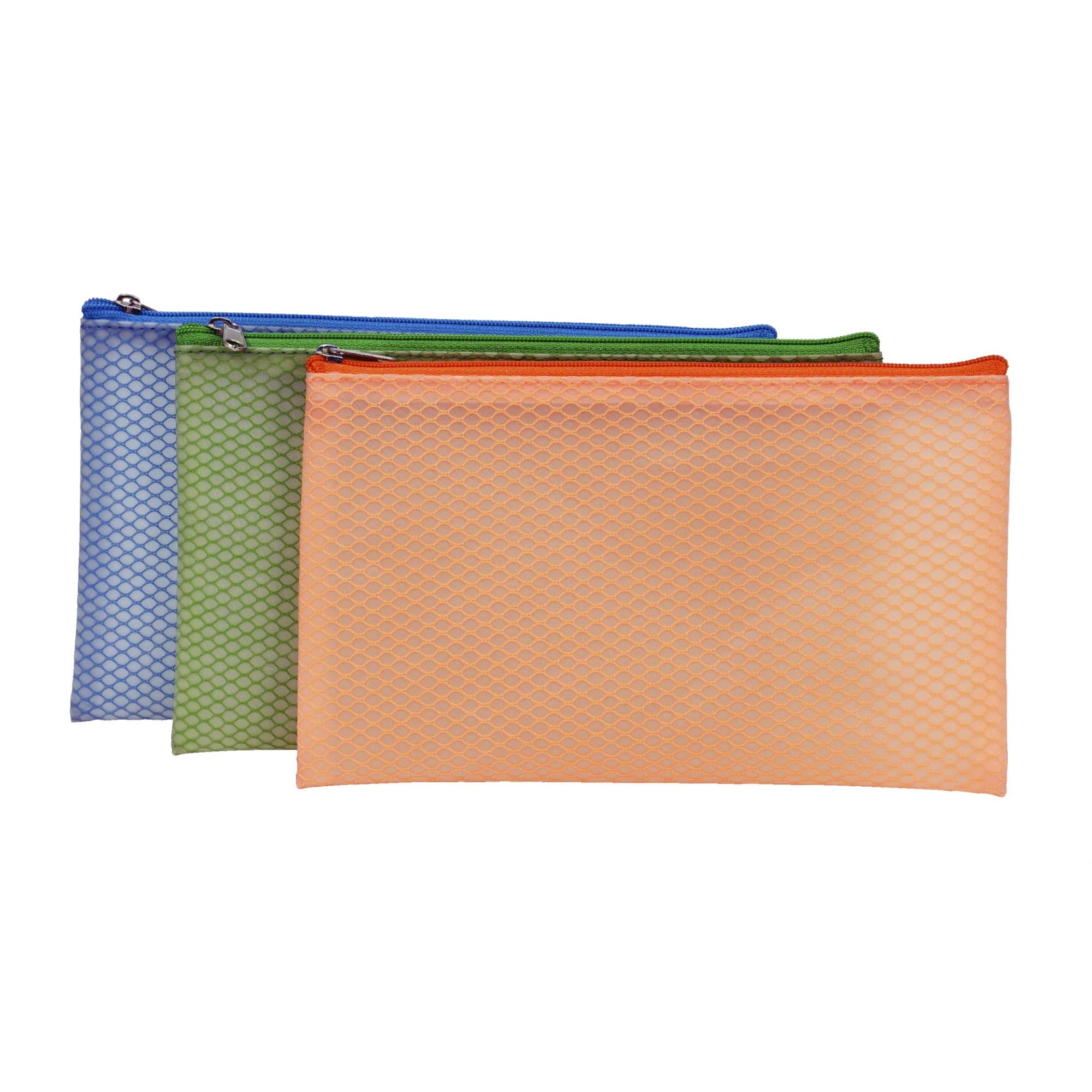 School Smart Pencil Case Pouch, Vinyl and Mesh, Green