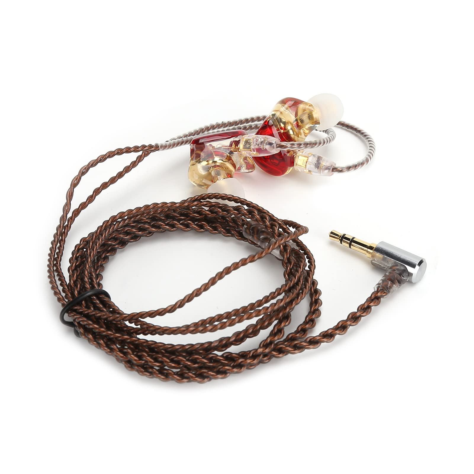 TQKLSM Wired Headset in-Ear Headset Resin Dynamic Earbuds HiFi Monitor Earbuds Wired Headset E-Sports DIY Gaming Earphone(Red)