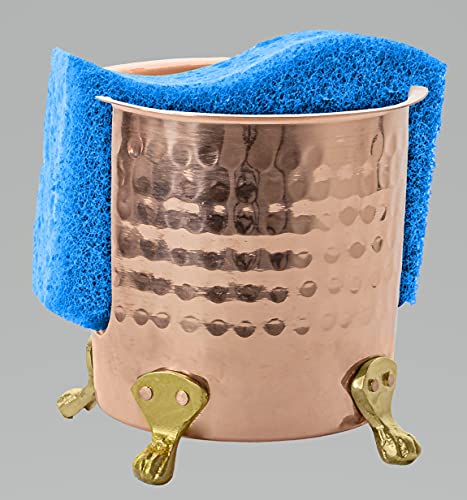 Monarch Abode 17099 Metal Hand Hammered Caddy, Sponge Holder, Kitchen Interior Organizer for Utensils, Crock for Cooking Utensils, Multipurpose, Large Utensil Holder, Pure Copper