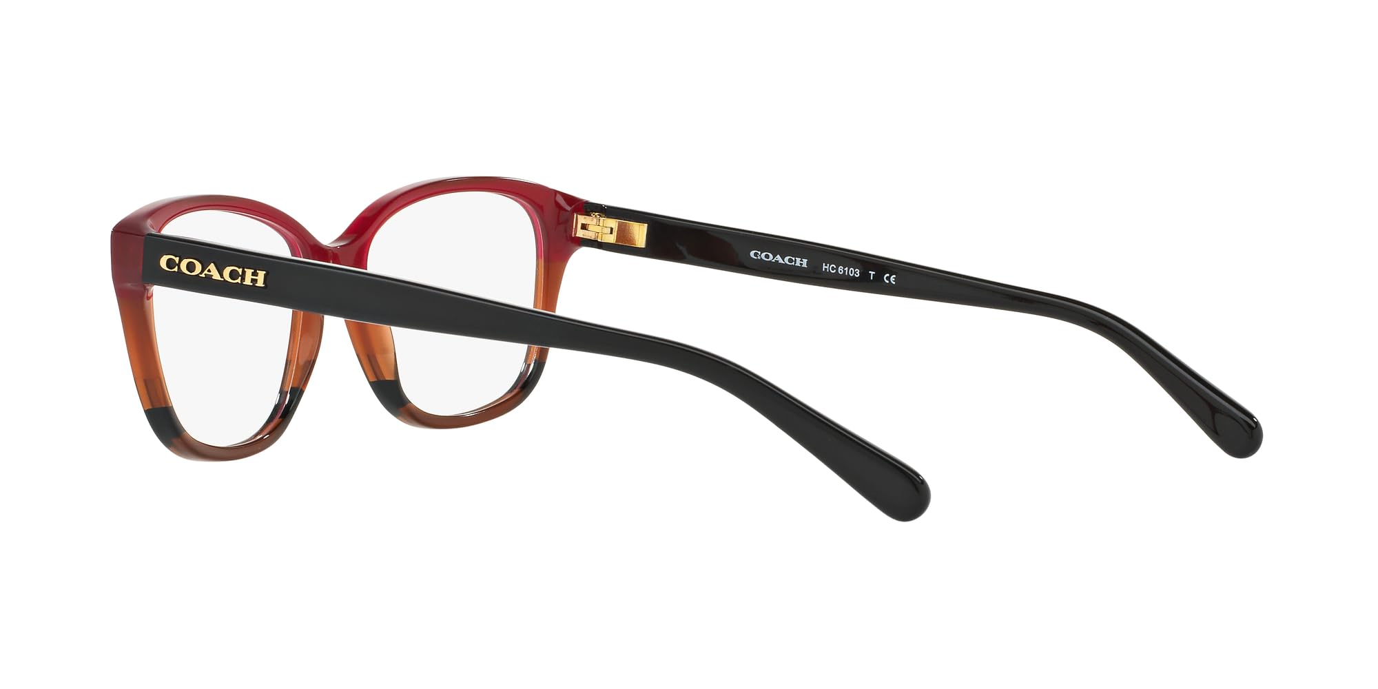 Coach HC6103 Prescription Eyewear Frames, Burgundy Tortoise Gradient/Demo Lens, 54 mm