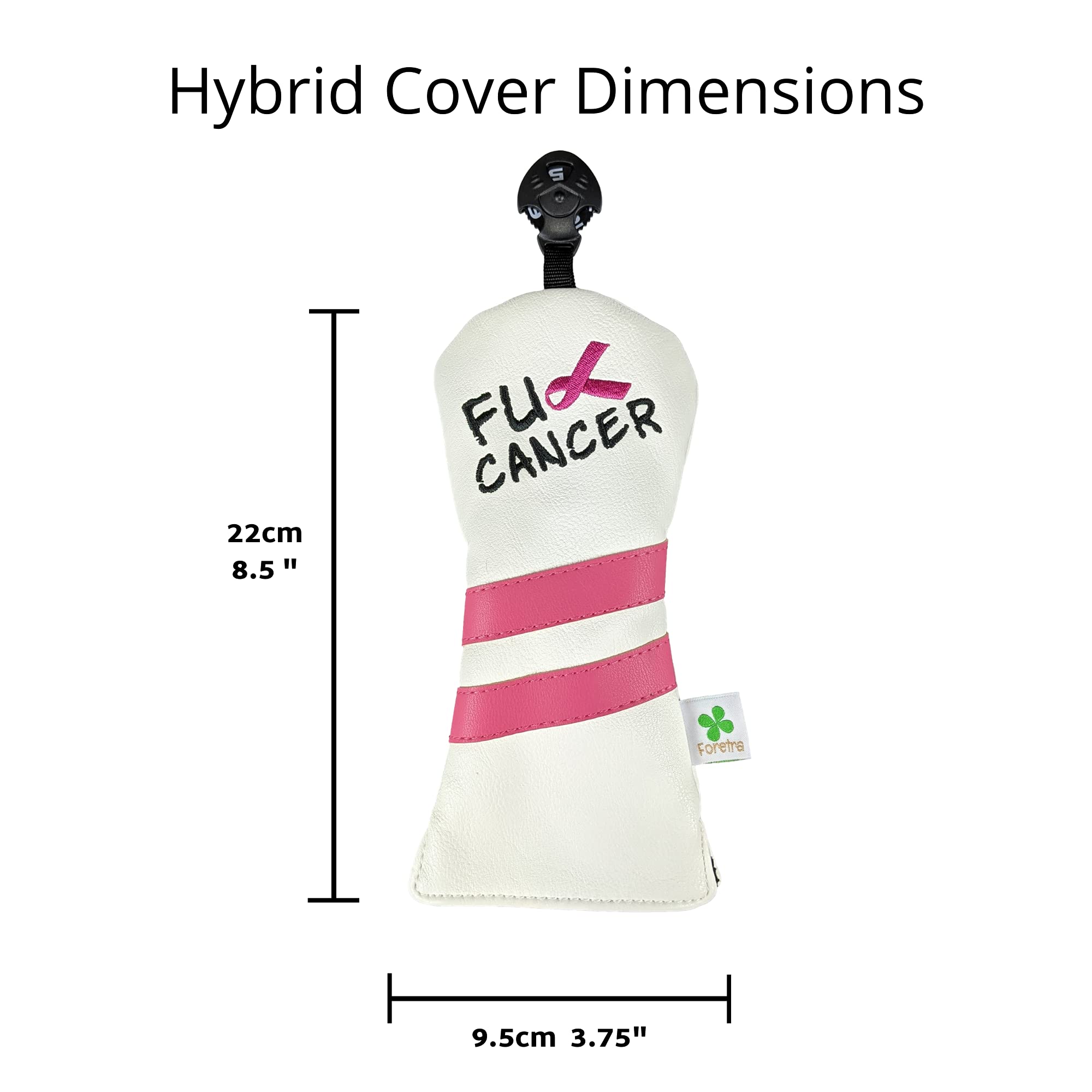Foretra - Limited Edition F U Cancer Hybrid Headcover - Tour Quality Golf Club Cover - Style and Customize Your Golf Bag