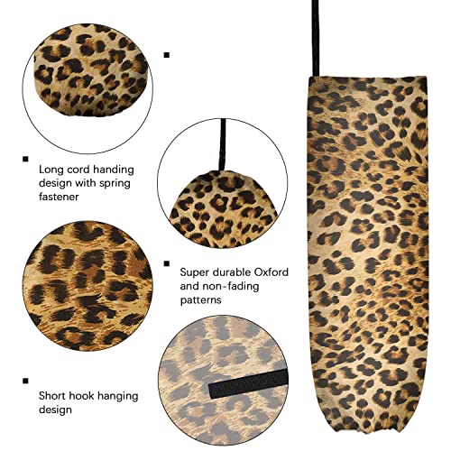 WAWEKMUZ Cute Plastic Bag Holder,Brown Leopard,Grocery Bags Dispenser,Shopping Bag Organizer,Gifts for Kitchen Decor