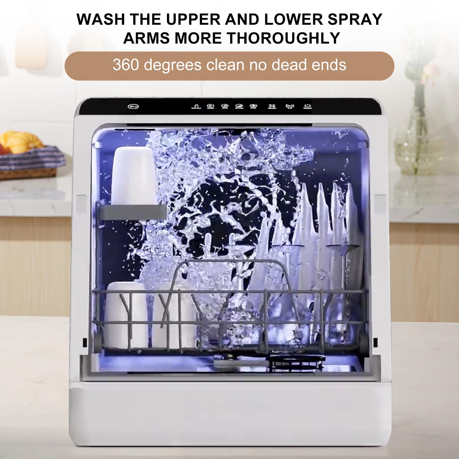 LINGXI Counter Top Dishwasher ,Countertop Dishwasher with Water Tank. Portable Dishwasher With Dryer,Baby Care,360° Spray, Dishwasher For Apartments,Rvs.