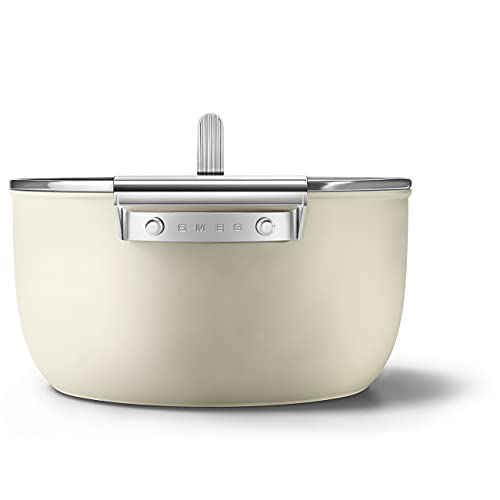 Smeg Cream 8-Quart 10-Inch Casserole Dish with Lid