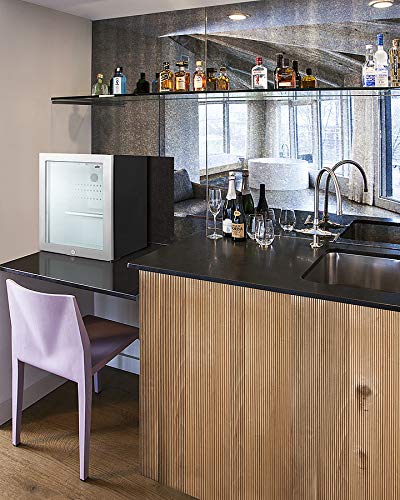 Summit Appliance MB13GST Compact Minibar with Glass Door, Seamless Stainless Steel Trim, Digital Controls, Automatic Defrost, Interior LED Light, Front Lock and Black Cabinet