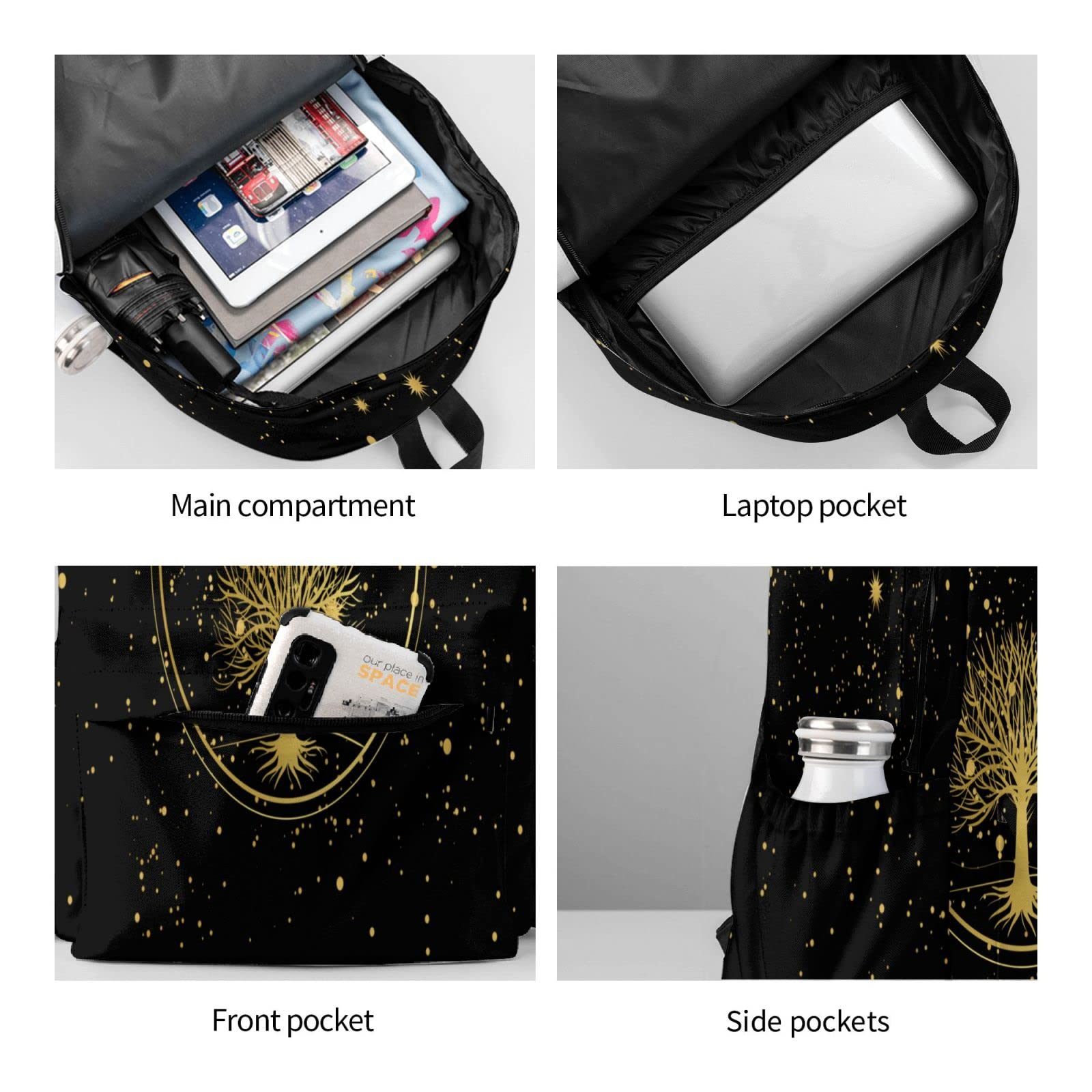 famliihw Tree Sun and Moon Phase Backpack Bookbag Laptop Backpacks Multipurpose Daypack for Boys Girls School Men Women Travel Hiking