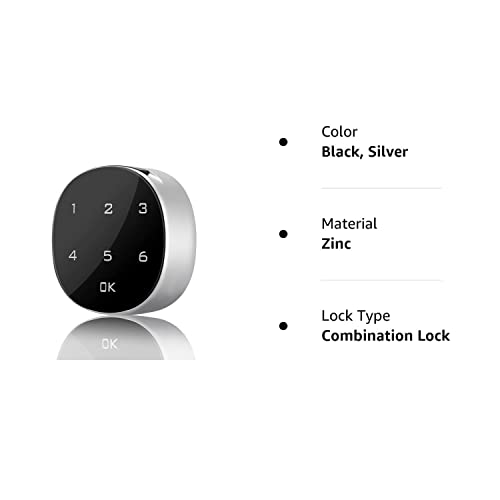 Digital Electronic Coded Lock,Touch Screen Password Lock for Cabinet Mailbox File Sauna Drawer School Lockers,Easy to Install(2.56 Inch)