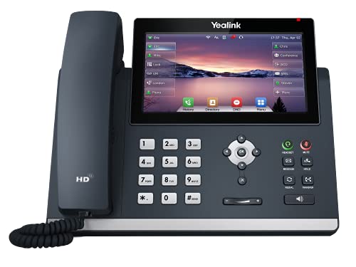 Yealink T48U IP Phone, 16 Lines. 7-Inch Color Touch Screen Display. Dual USB 2.0, Dual-Port Gigabit Ethernet, 802.3af PoE, Power Adapter Not Included (SIP-T48U)
