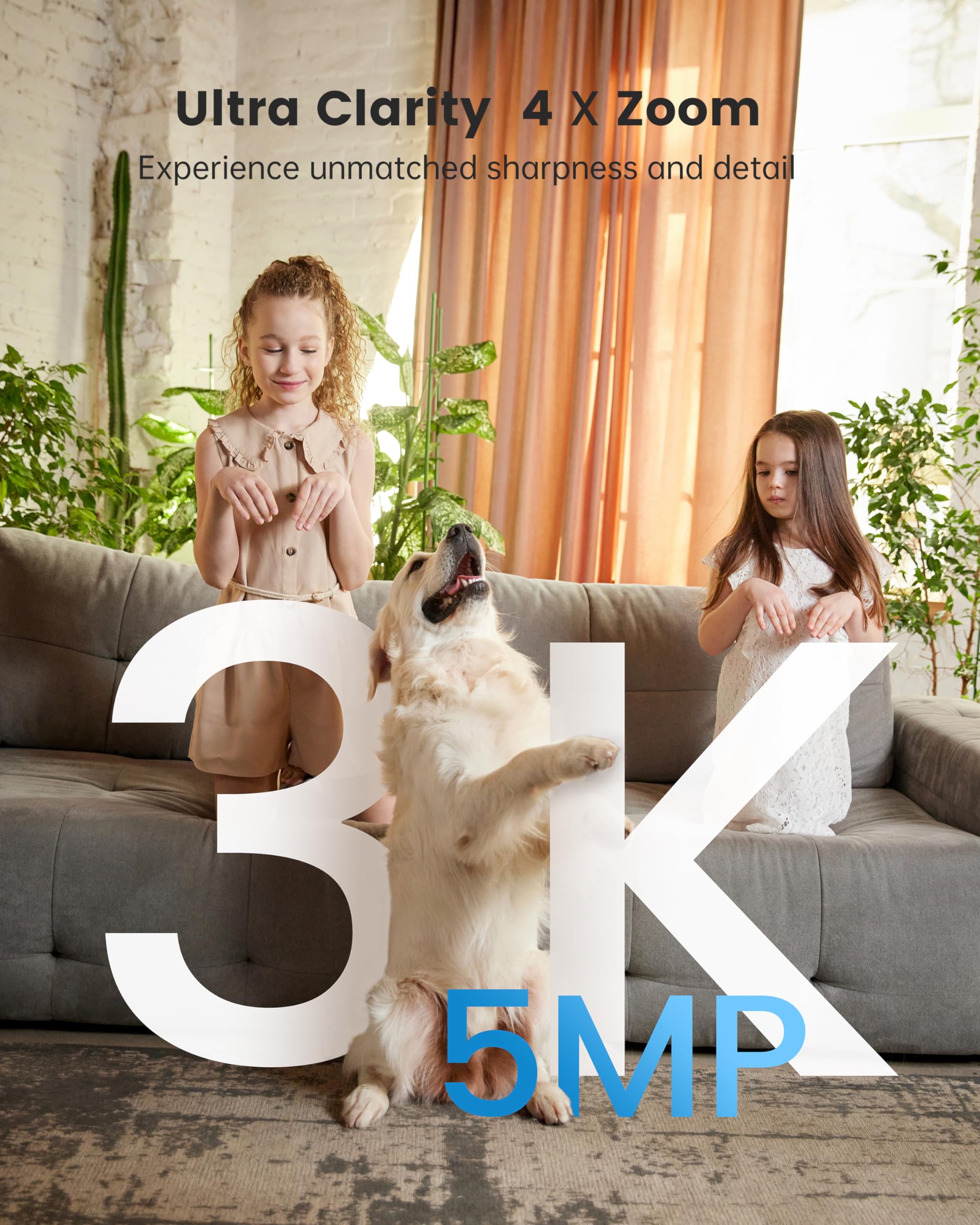 CZEview 3K 5MP Security Camera Indoor, 2.4/5Ghz WiFi Pet Camera Baby Monitor with Phone App, Remote Pan Tilt Zoom, Night Vision, Motion Detection, Auto Tracking, Two Way Talk, Works with Alexa