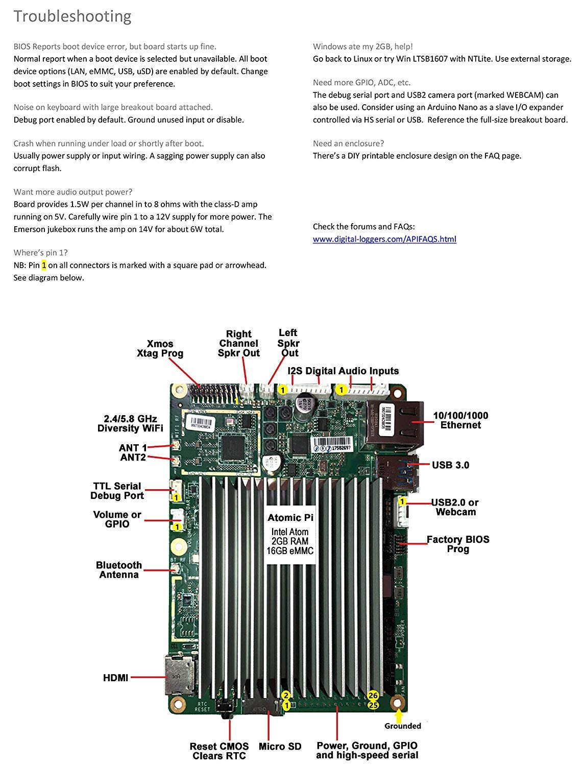 Digital Loggers, FullPower ShakaWorld Bundle: Atomic Pi with Full Breakout Board, Power Adapter and Female Barrel Jack Pigtail