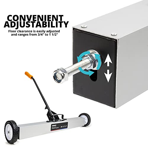Karcher S 4 Twin Walk-Behind Outdoor Hand Push Floor Sweeper & NEIKO 53418A 36-Inch Magnetic Pickup Sweeper with Wheels, Adjustable Handle, and Floor Magnet