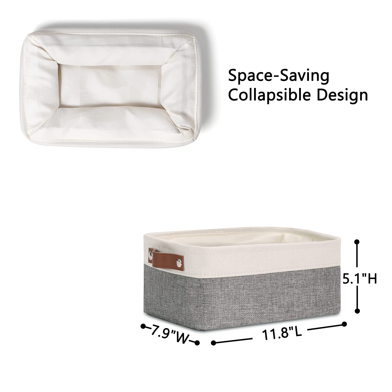 DULLEMELO Collapsible Bundle Baskets 4 Cube Baskets 13"x13"x13" + 6 Small Baskets 11.8"x7.9"x5.1"(White&Grey