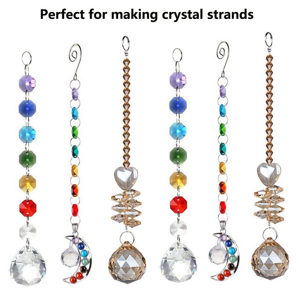 D DrNeeko 200Pcs Stainless Split Rings for Chandelier Crystals Garlands, Suncatchers, Crystal Bead Curtains, Crystal Strands, Necklaces, Keys, Earrings, Jewelry Making and Craft Project (14mm)