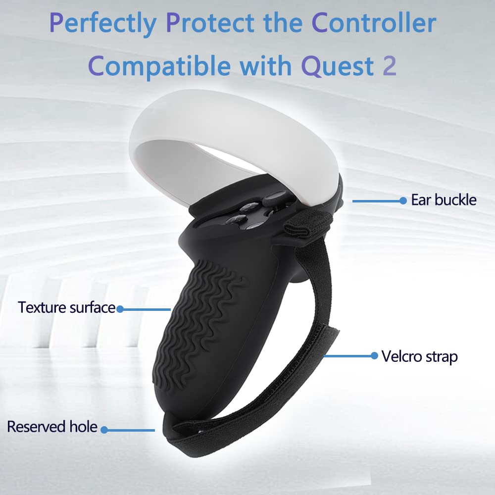 EYERZ Touch Controller Grip Cover for Oculus Quest 2 Silicone Anti-Throw Grips Cover with Adjustable Knuckle Straps Accessories