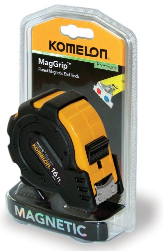 Komelon 7416; 16' x 1" Magnetic MagGrip Tape Measure, Black/Yellow