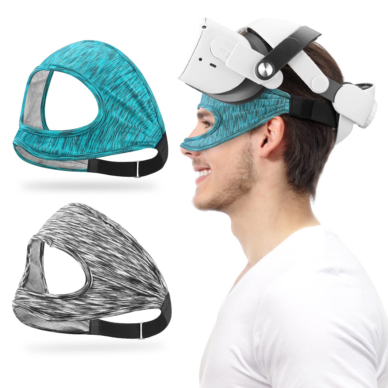 Eyglo Controller Grip Cover Strap and Face Cover Sweat Guardfor Meta/Oculus Quest 2,Sweatproof Washable Light Blocking