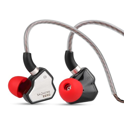 Linsoul 7Hz Salnotes Zero HiFi 10mm Dynamic Driver in-Ear Earphone IEM with Metal Composite Diaphragm Stainless Steel Faceplate Detachable 2Pin OFC Cable (Black, Without Mic)