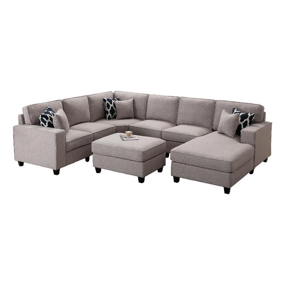 Legend Vansen Fabric Flexible Combination Module Reversible U Shaped Sofa for Living Room, Grey Sectional