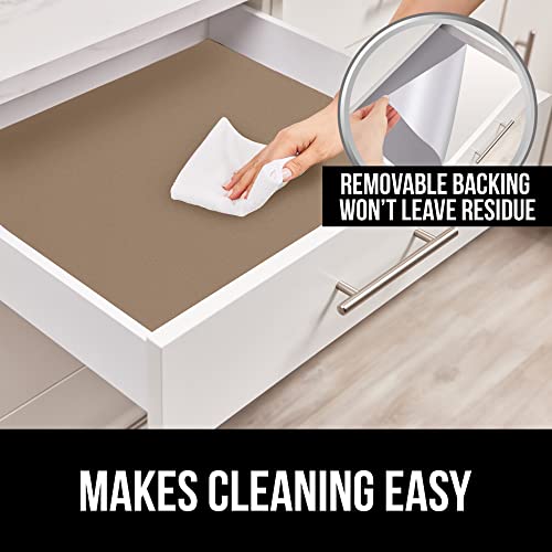 Gorilla Grip Stick Adhesive Removable Liner and Smooth Drawer Liner, Adhesive Liner Size 11.8x20, Contact Liner for Book Covers, Smooth Liner Size 17.5x20, Non Adhesive, Both in Beige, 2 Item Bundle