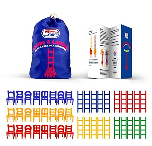 WEofferwhatYOUwant Chairs and Ladders Family Game - Stacking Balance Game. 44 Individual Pieces