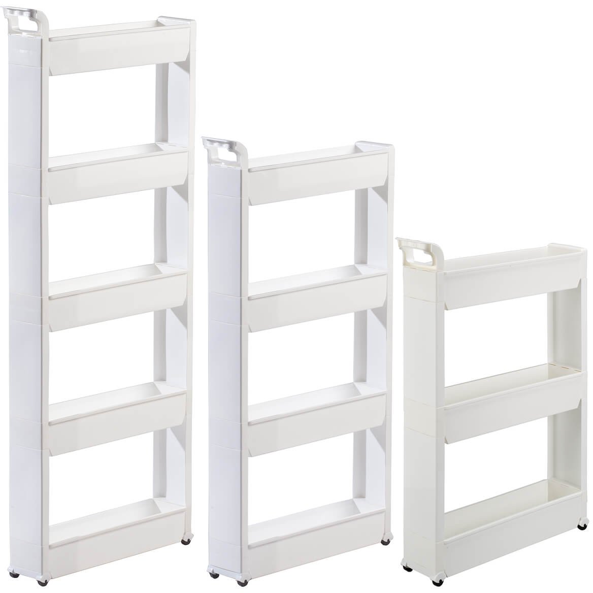 Miles Kimball 5 Tier Slim Cart, White, Durable Plastic, Easy Assembly, Holds Up to 6.5 lbs