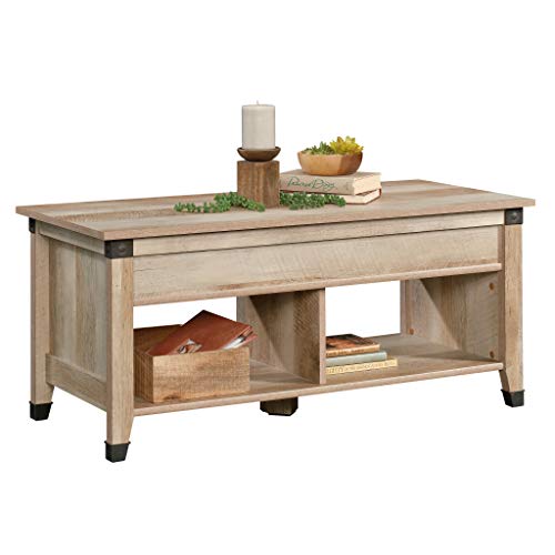 Sauder Carson Forge Rustic Lift Top Coffee Storage Industrial Living Room Table, L: 43.15" x W: 19.45" x H: 18.98", Lintel Oak Finish