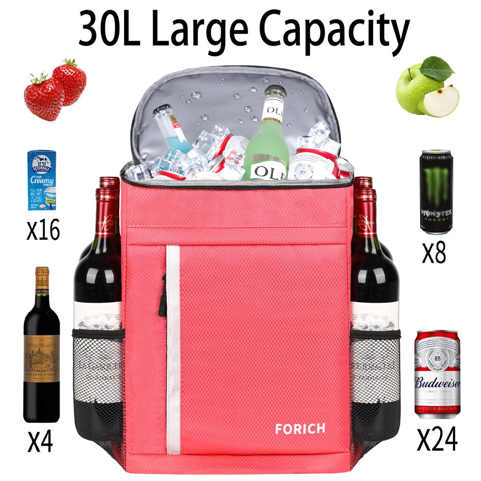 FORICH Soft Cooler Backpack Insulated Waterproof Backpack Cooler Bag Leak Proof Portable Small Cooler Backpacks to Work Lunch Travel Beach Camping Hiking Picnic Fishing Beer for Men Women