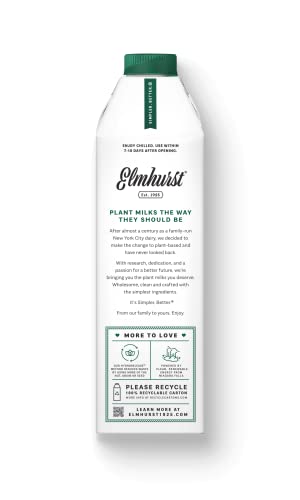 Elmhurst 1925 Unsweetened Almond Milk, 32 Ounce (Pack of 6)