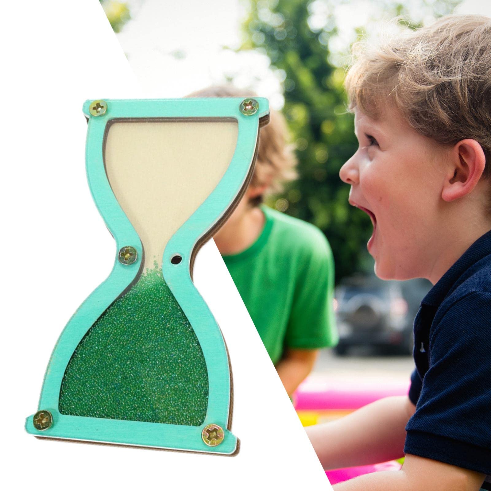 Gazechimp Wooden Busy Board Hourglass Toy Puzzle Fine Motor Skills Sensory, Blue Green