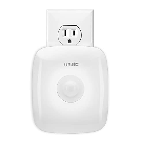Homedics TotalClean Personal UV-C Light Plug-In Air Sanitizer – Small Air Purifier for Bedrooms and Bathrooms, Built-In Night-Light for Small Spaces, Auto-On Motion, White
