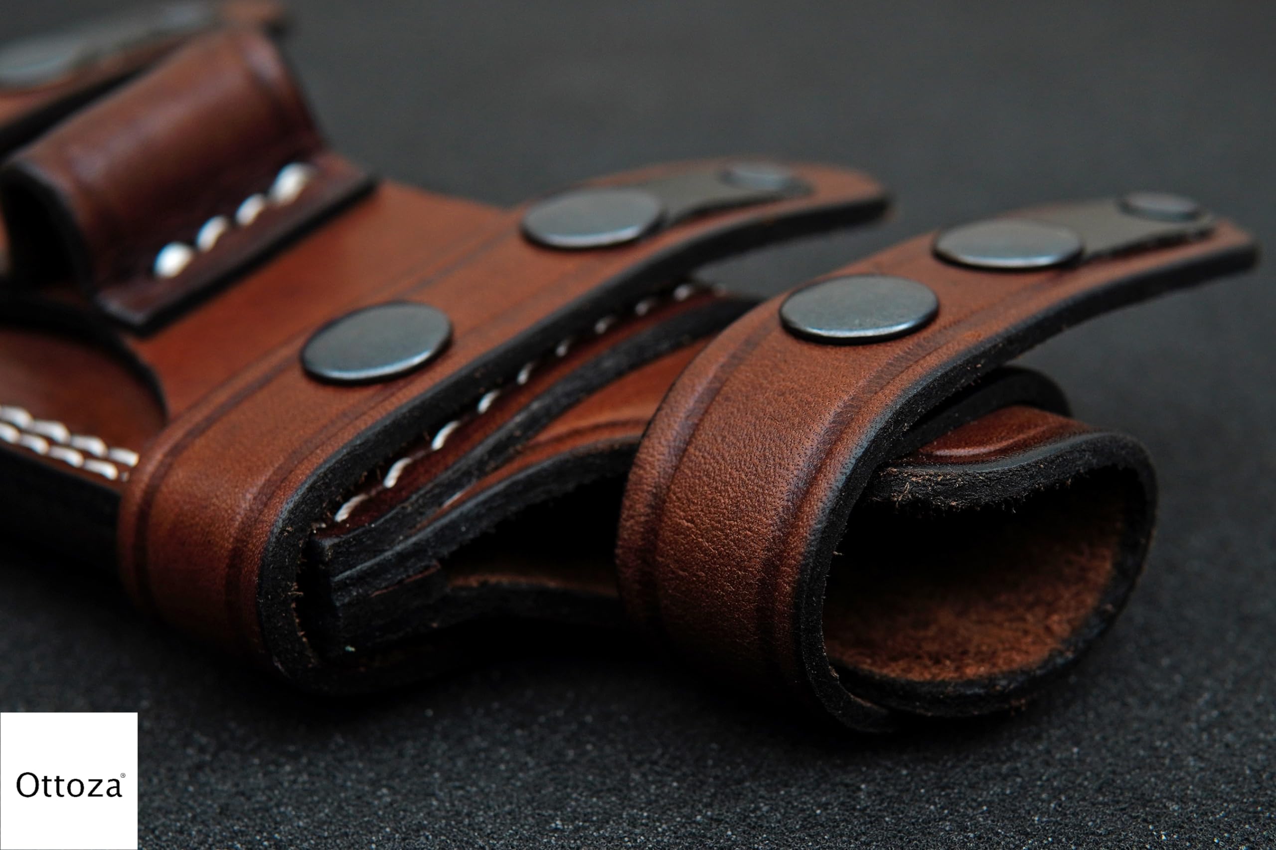 Ottoza TOP GRAIN Leather Knife Sheaths for Fixed Blade Knives, RIGHT HAND Leather Knife Sheath for Belt, Leather Knife Holster Belt Knife Holder, Horizontal Knife Sheath for Belt No:2