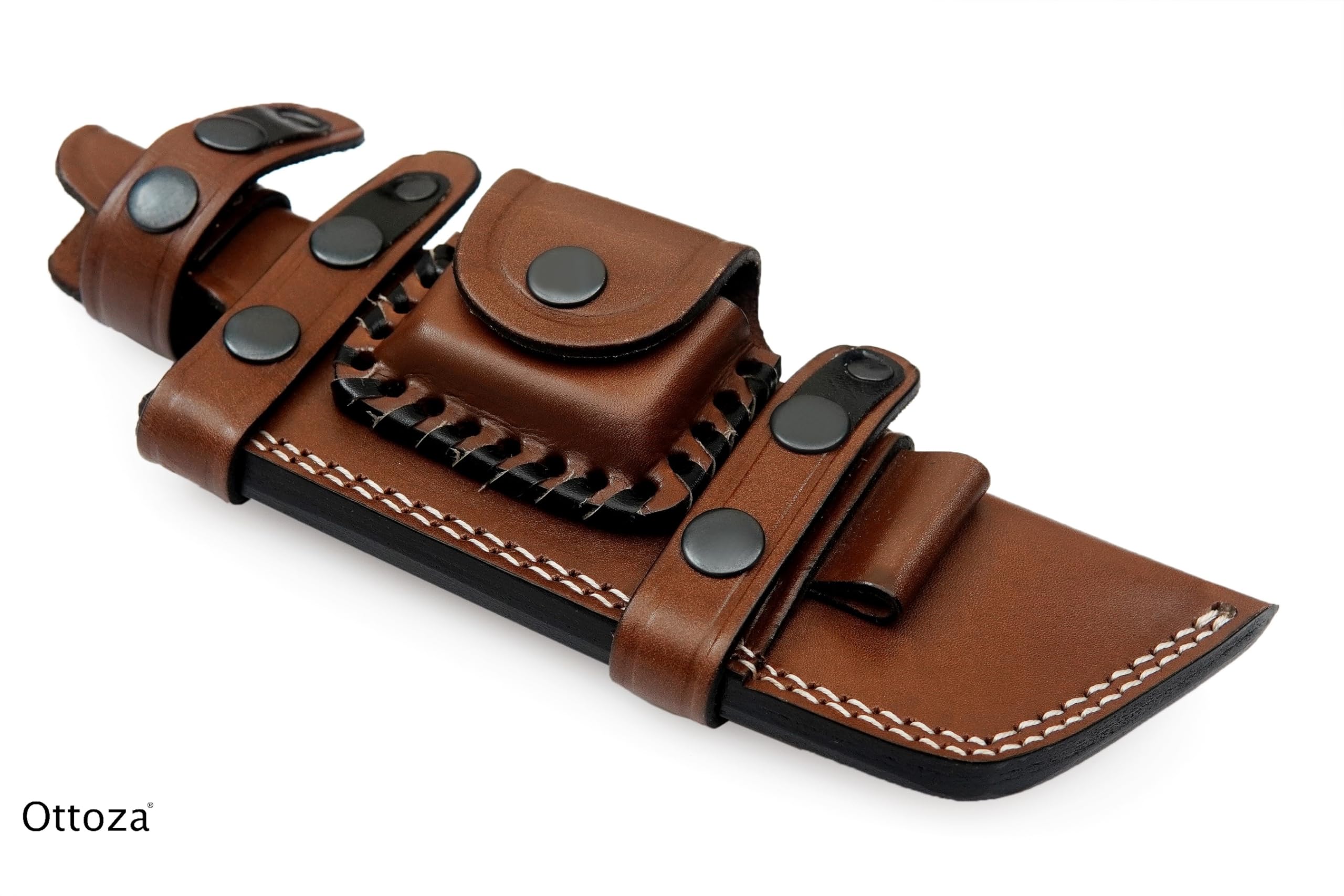 Ottoza TOP GRAIN Leather Knife Sheaths for Fixed Blade Knives, LEFT HAND Leather Knife Sheath for Belt, Leather Knife Holster Belt Knife Holder, Horizontal Knife Sheath for Belt No:65