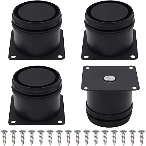 weideer 4-Pack 2 Inch Stainless Steel Furniture Legs Cabinet Adjustable Round Kitchen Feet for DIY Furniture+16pcs Screw (Black 50x50mm)