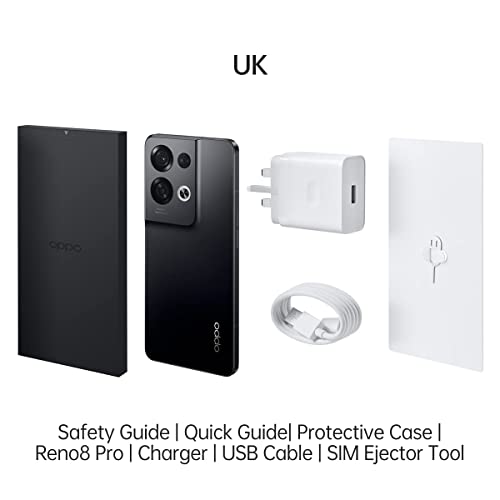 OPPO Reno 8 Pro Dual-Sim 256GB ROM + 8GB RAM (GSM only | No CDMA) Factory Unlocked 5G Smartphone (Glazed Black) - International Version