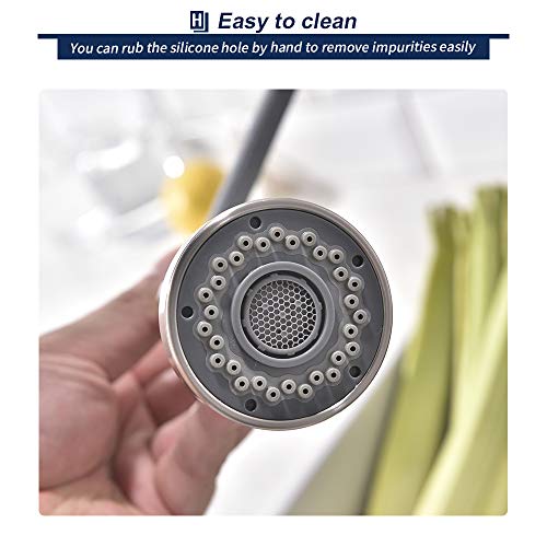 HOMELODY Pull Down Faucet Replacement Head, 2 Functions Kitchen Faucet Sprayer Head, G 1/2 Pull Out Spray Head for Kitchen Faucet, Brushed Nickel Kitchen Sink Faucet Head