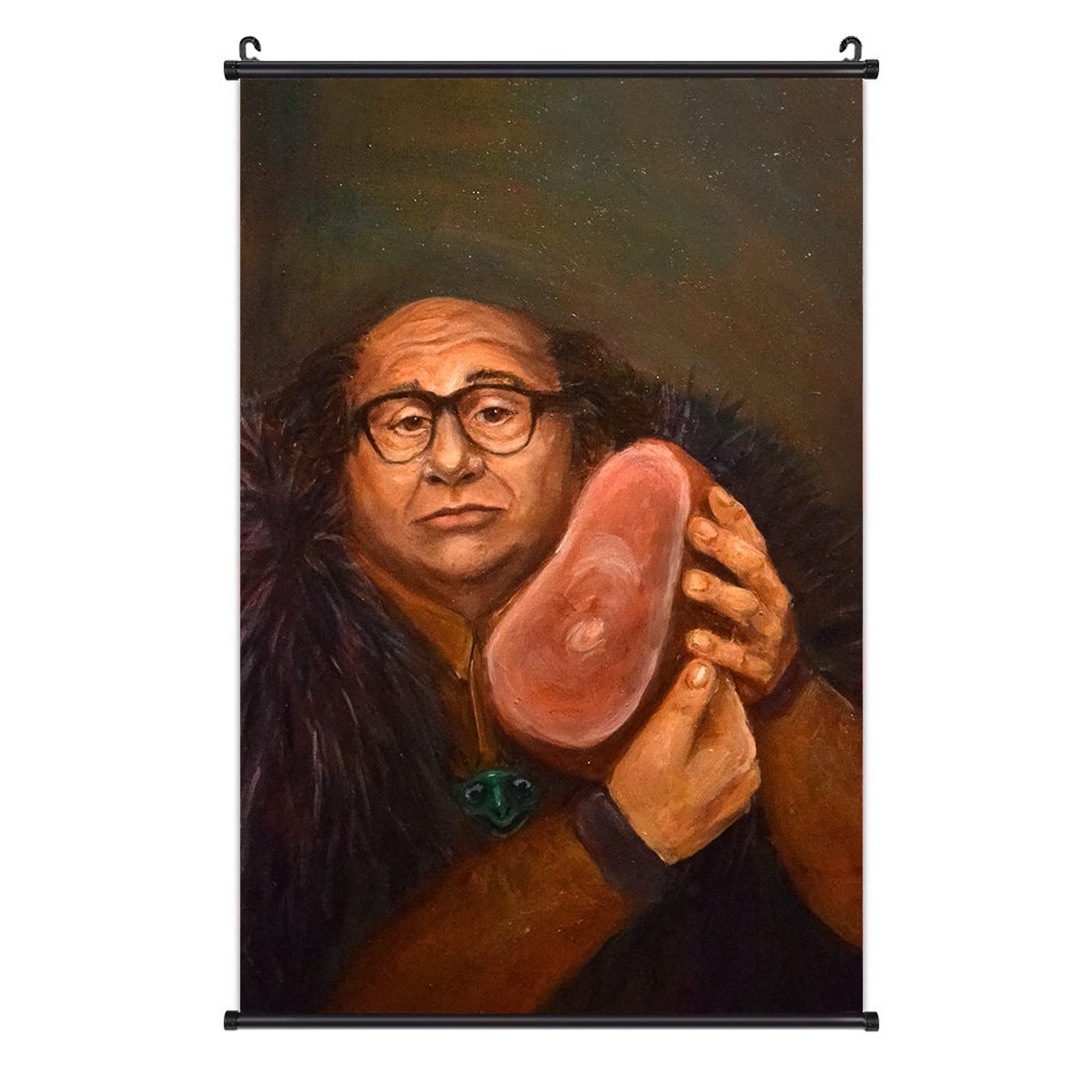 Geetez Danny Devito and His Beloved Ham Poster, It's Always Sunny Poster Wall Hanging Scroll Canvas, Painting Art for Home Office Bedroom Decoration - 12x18 Inch