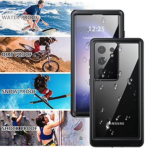 GOLDJU for Samsung Galaxy S23 Ultra Case, Waterproof Case with [Built-in Screen Protector], [12FT Military Fully Body Shockproof] [Dustproof] Phone Case for Galaxy S23 Ultra 5G 6.8'' 2023 Black