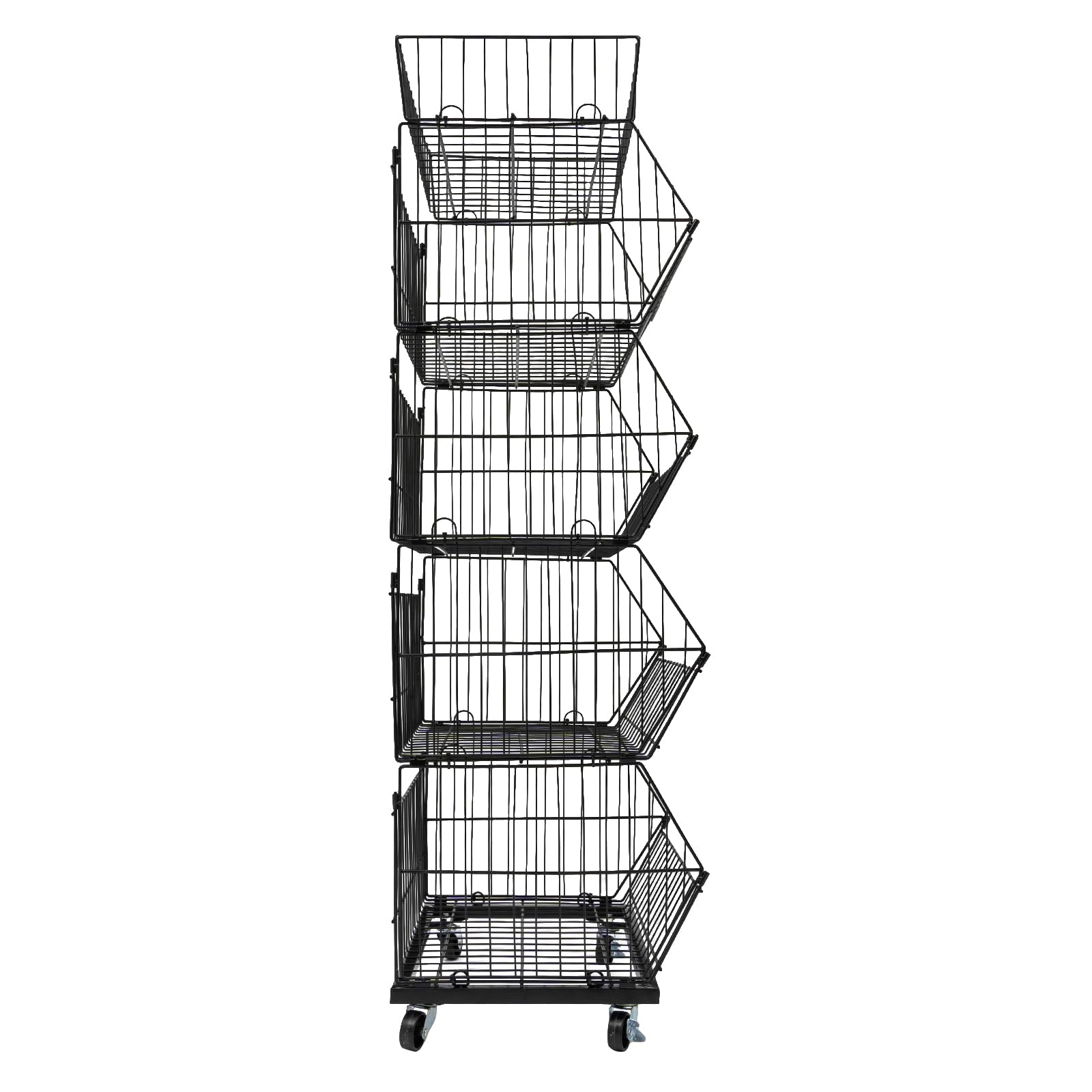 Lemoeyes 5-Shelf Shelving Unit, Wire Shelving with Wheels Market Retail Display Rack, 35.4" Wx17.7 Dx55 H Fruit Vegetable Snack Basket for Kitchen Garage Pantry, 44lbs Capacity Per Tier