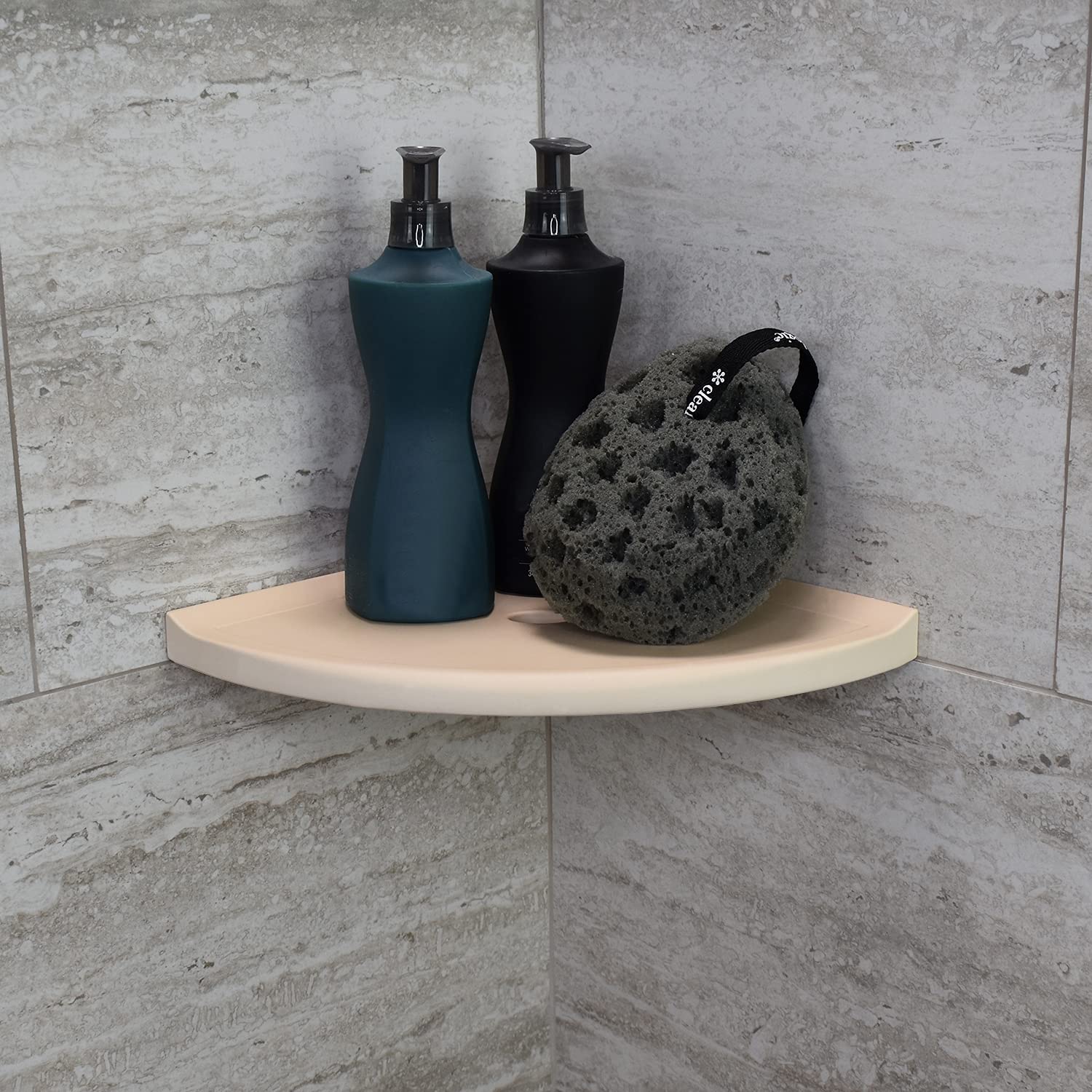 Questech Decor Corner Shower Shelf, Lugged for New Construction, Shower Corner Shelf for Tiled Walls, 10 Inch Metro Lugged Shower Caddy Bathroom Organizer, Sand Matte