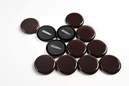 Super Sliders 2 1/2" Round Reusable Furniture Sliders for Carpet - Effortless Moving and Surface Protection, Brown (8 Pack)
