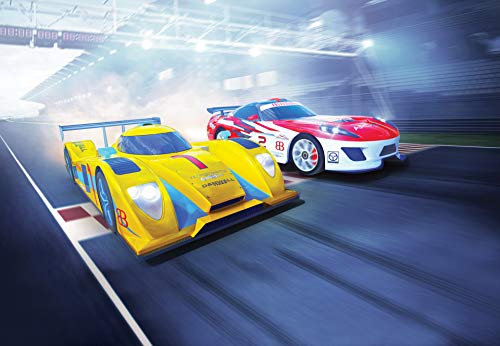 Scalextric LMP & GT Endurance LMP vs GT Oval Slot Car Analog 1:32 Race Track Set C1399T, Yellow/Red & White